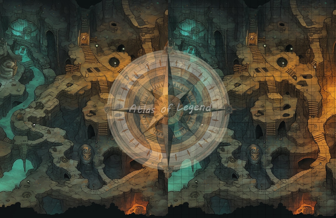 Dnd Underground Caverns Maps Bundle, 9 D&D Battlemaps, Dungeons and ...