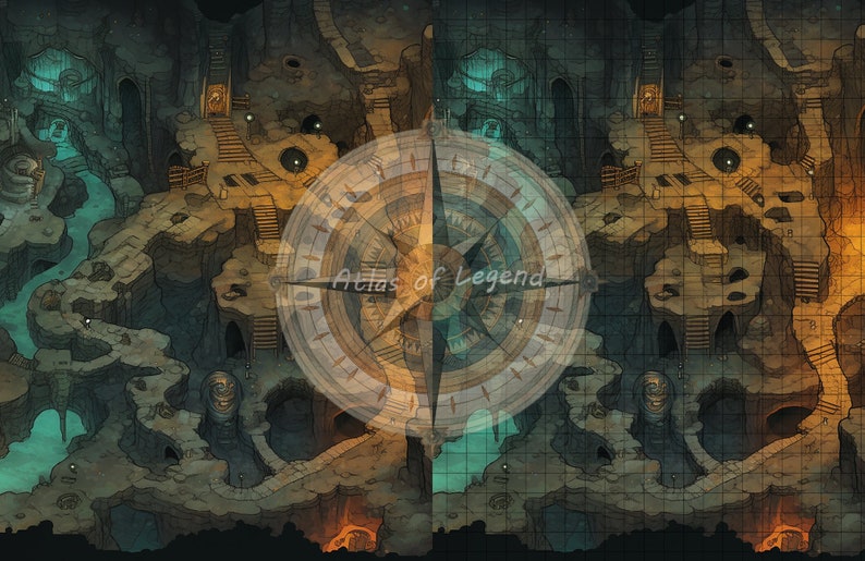 Dnd Underground Caverns Maps Bundle, 9 D&D Battlemaps, Dungeons and ...