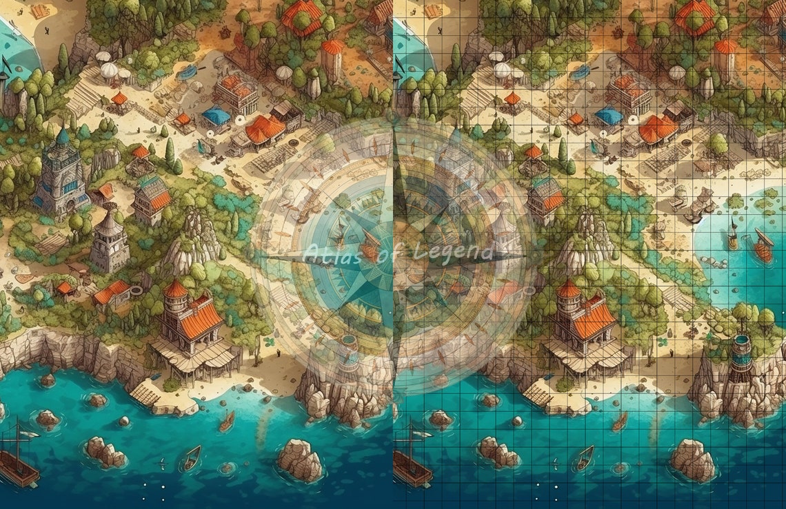 Dnd Coastal Towns and Villages Maps Bundle, 10 D&D Battlemaps, Dungeons ...