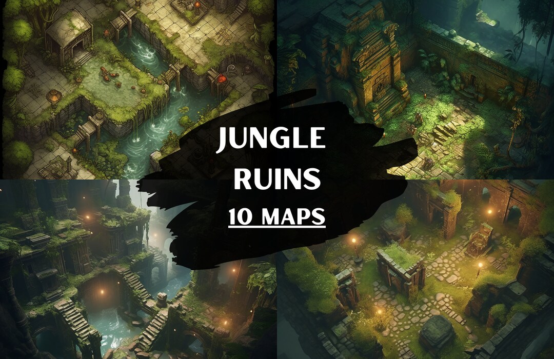 Dnd Jungle Ruins Bundle, 10 D&D Battlemaps, Dungeons and Dragons Battle ...