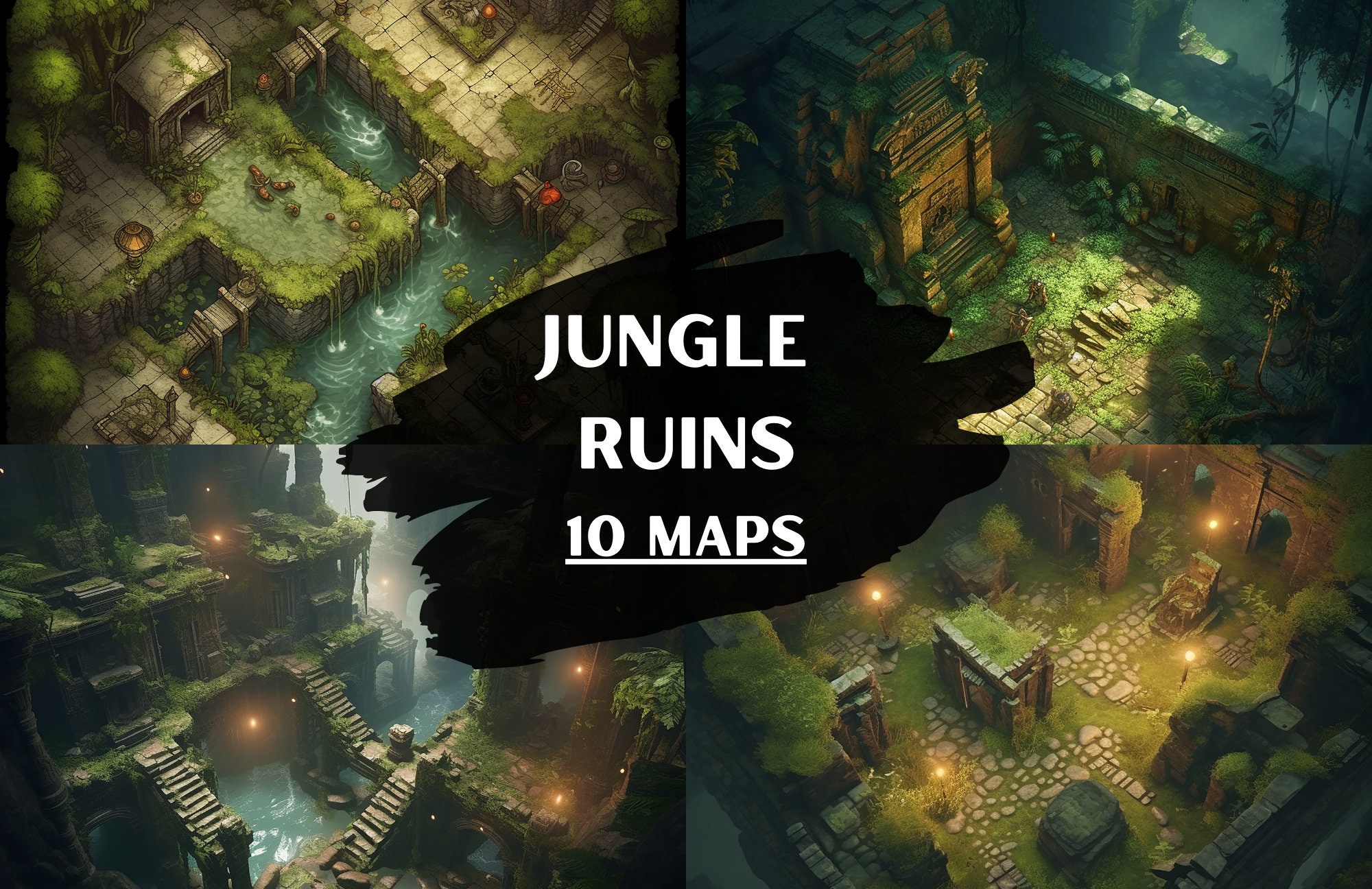 Dnd Jungle Ruins Bundle, 10 D&D Battlemaps, Dungeons and Dragons Battle ...