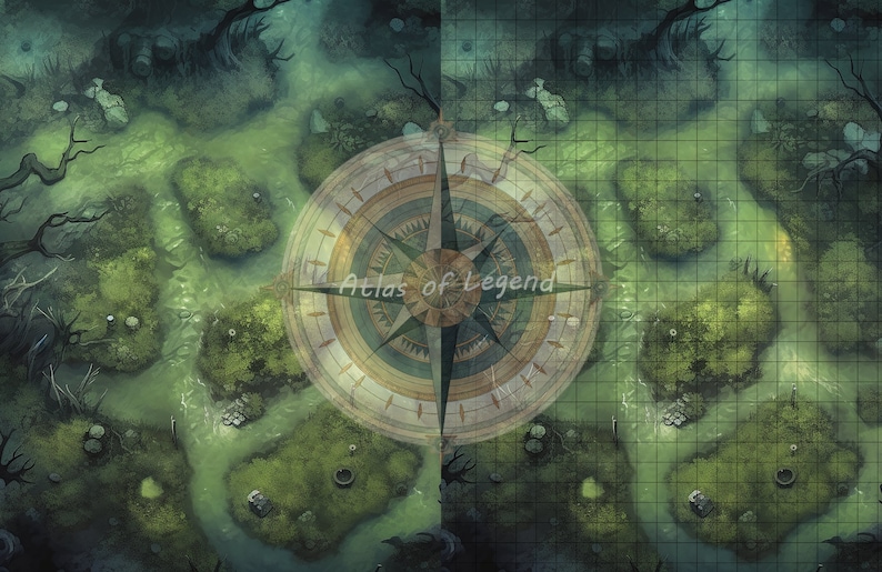 Dnd Swamp Battle Maps V1 Bundle, 10 D&D Battlemaps, Dungeons and ...
