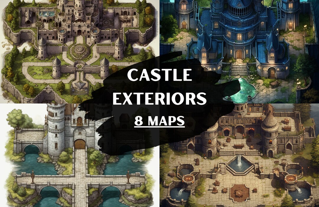Dnd Castle Exteriors, 8 D&D Battlemaps, Dungeons and Dragons Battle ...