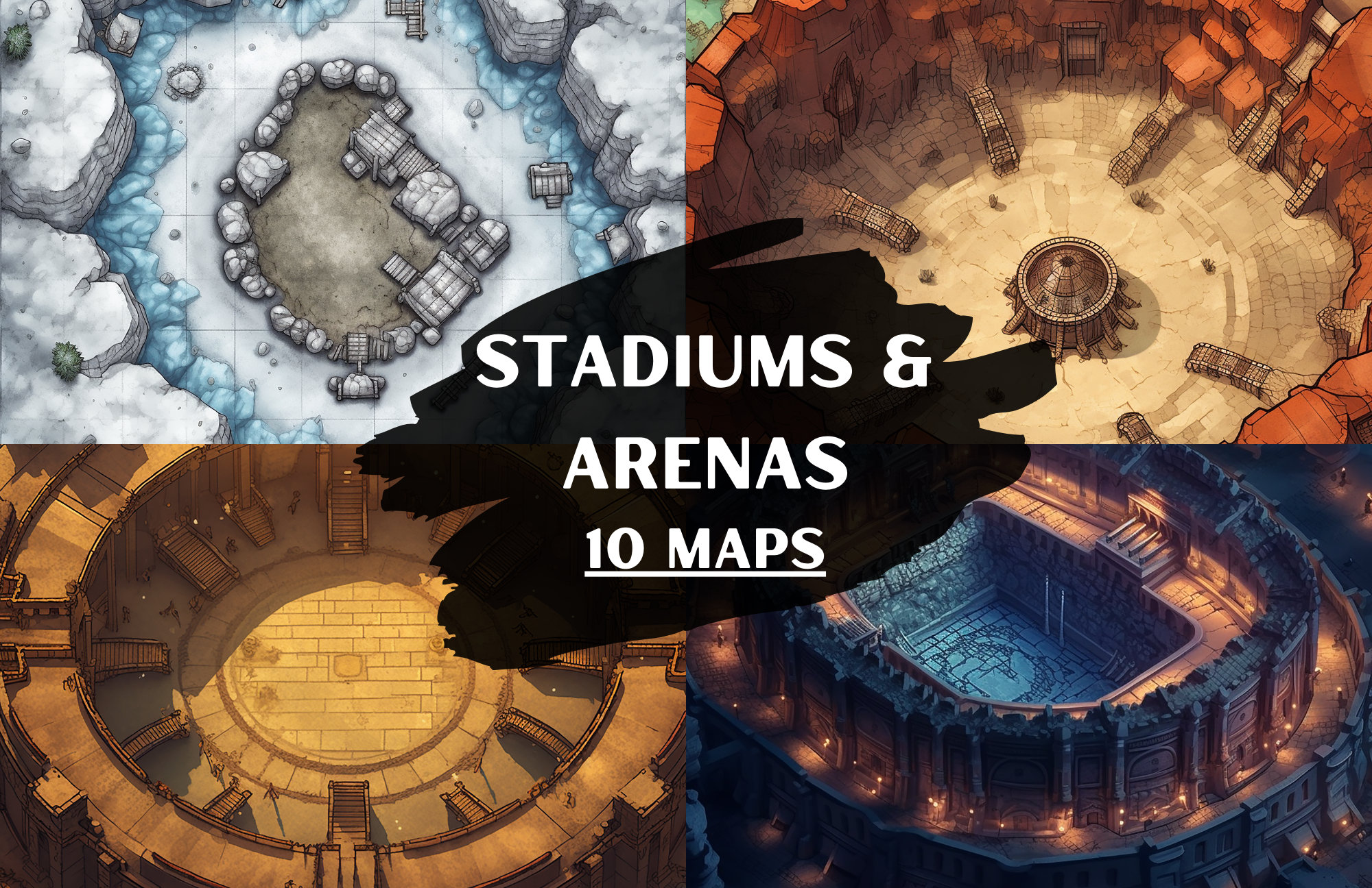 Dnd Stadiums and Arenas Maps Bundle, 10 D&D Battlemaps, Dungeons and ...