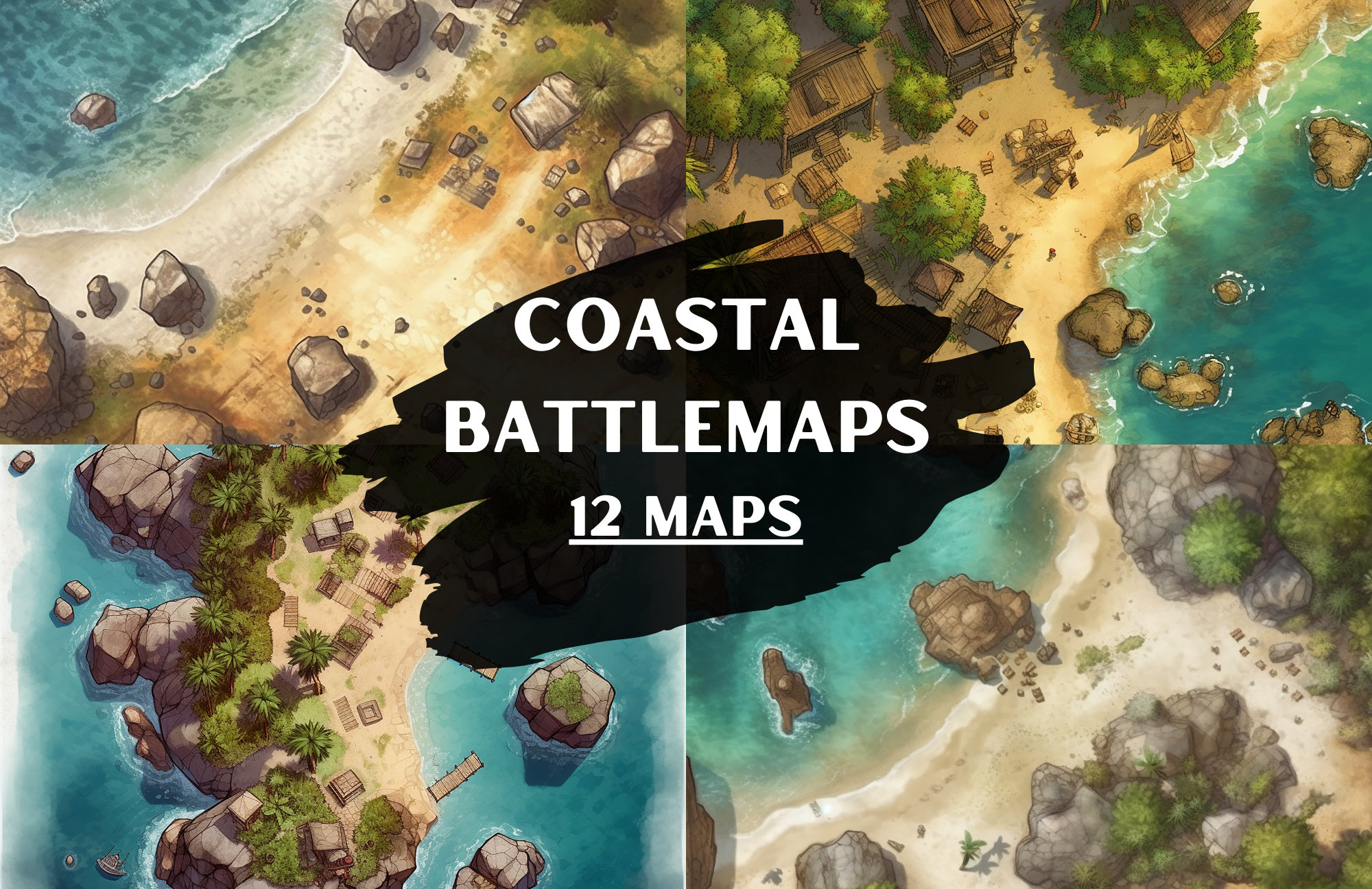 Dnd Coastal Battlemaps Bundle, 12 D&D Battlemaps, Dungeons and Dragons ...