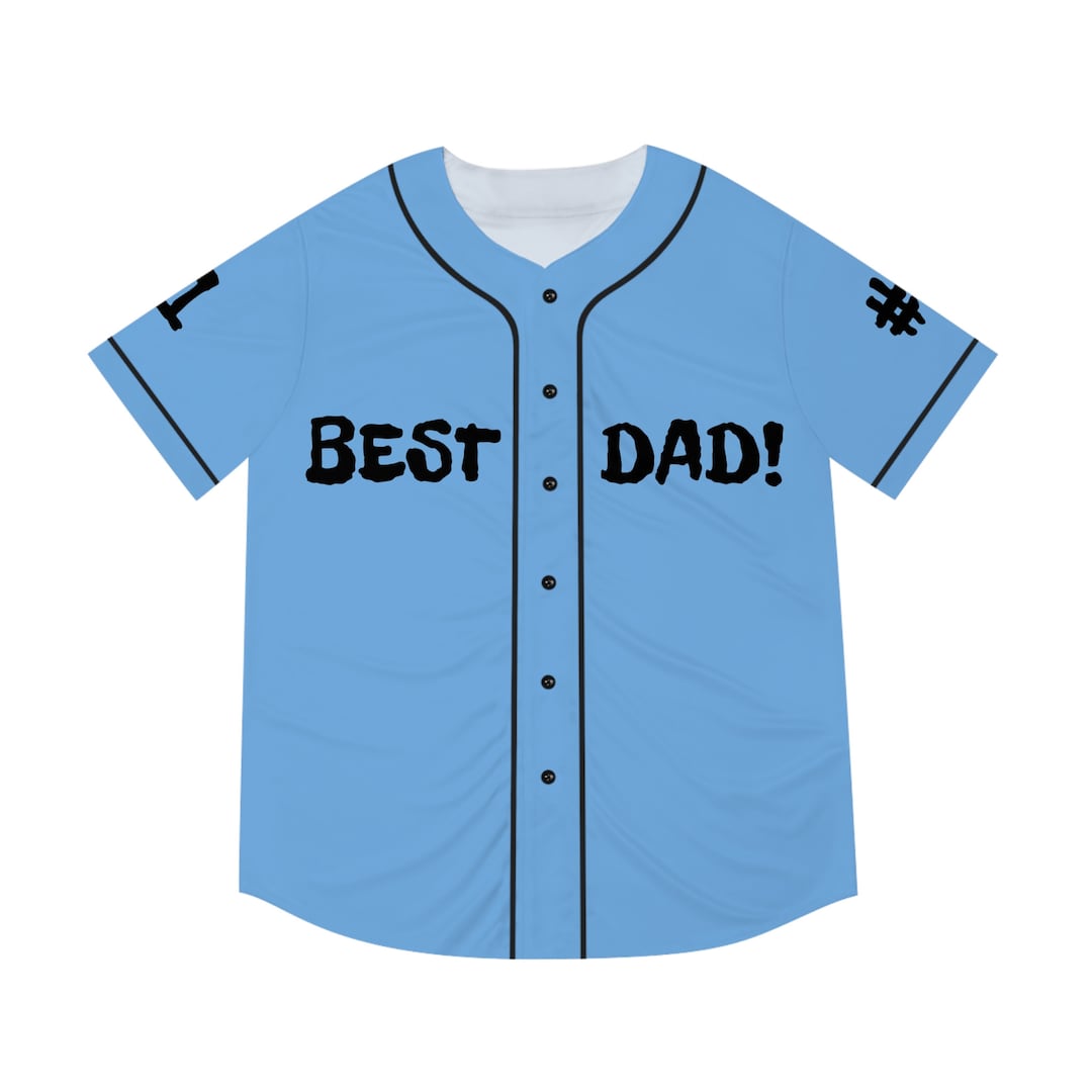 Men's 1 DAD Baseball Jersey FATHERS DAY Gift bigpapi Dad Blue Baseball ...
