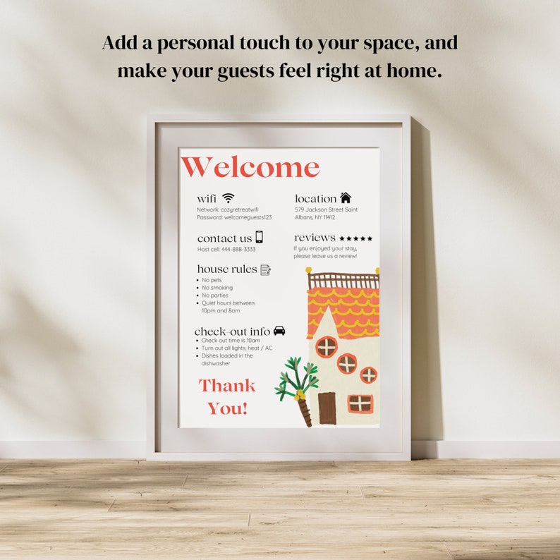 Editable Airbnb Welcome Sign for Hosts Personalized Airbnb Decor ...