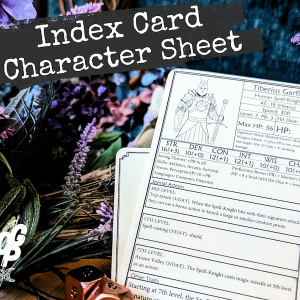 Index Card Character Sheet - Etsy UK