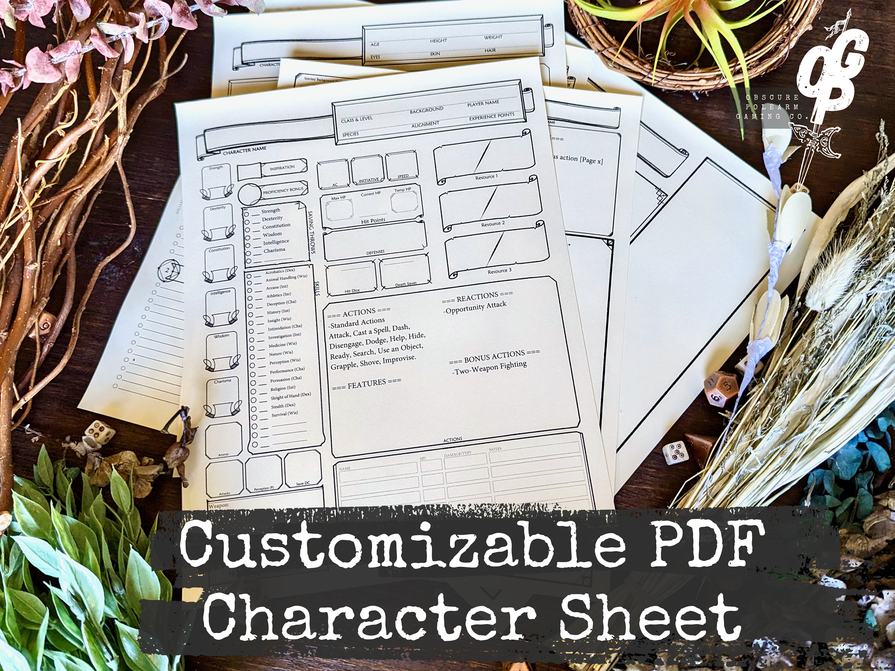 Customizable Character Sheet & Modular Notes | Printable Form Fillable ...