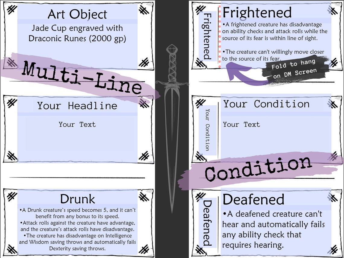 Multi-use Mini Handout Cards Template Dnd Prop Printable Form Fillable ...
