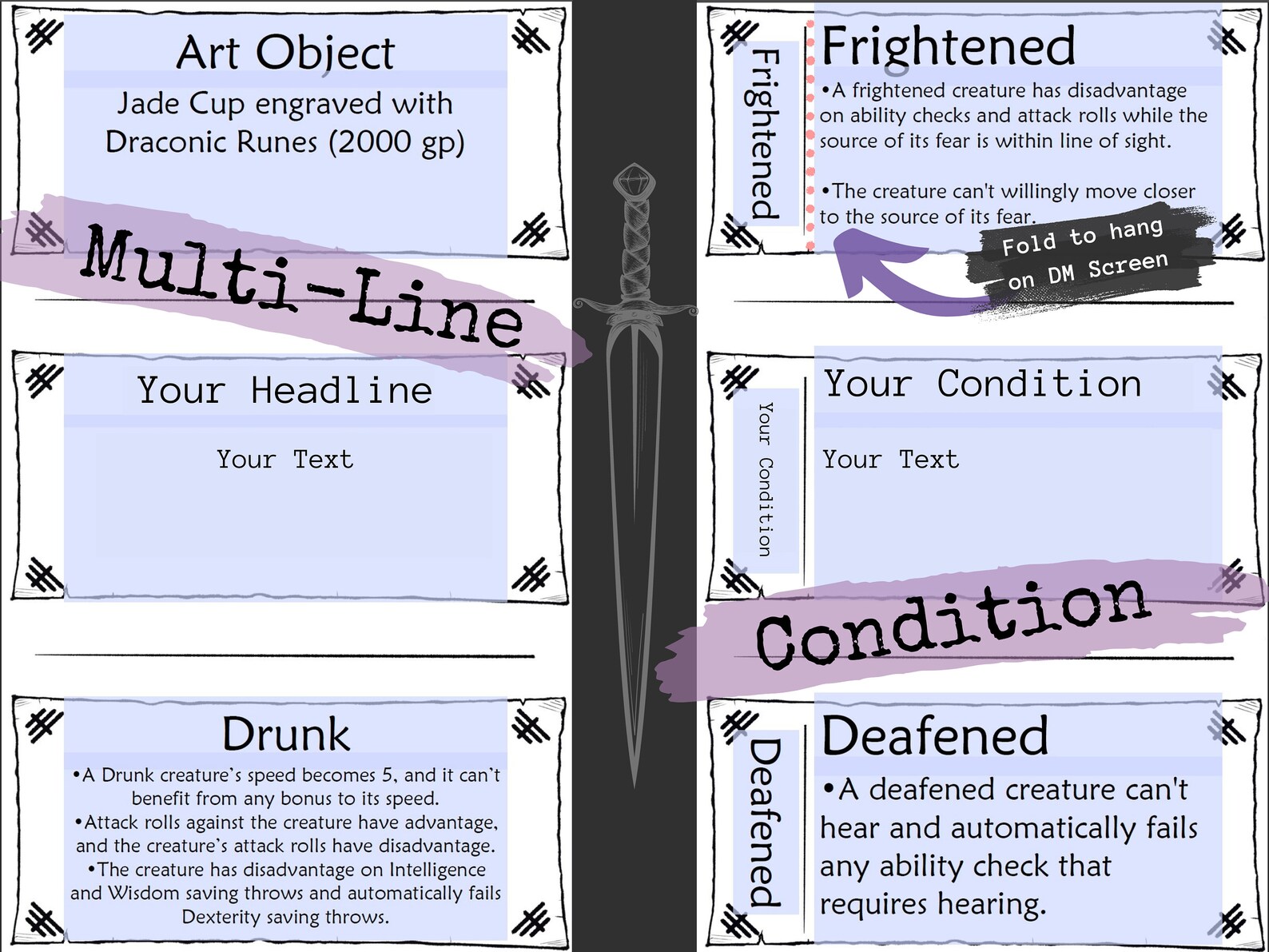 Multi-use Mini Handout Cards Template Dnd Prop Printable Form Fillable ...