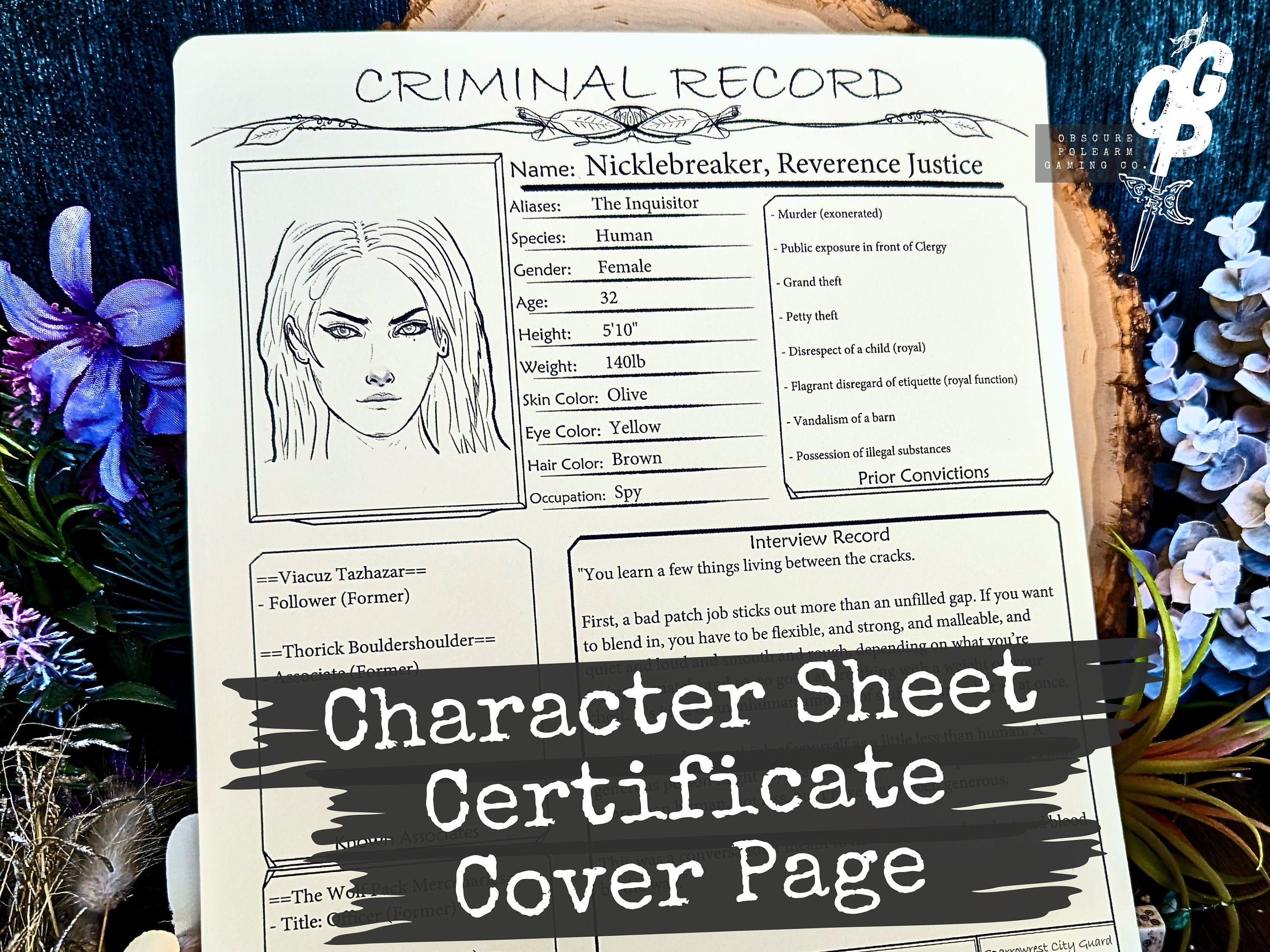 Character Sheet Certificate Cover Page Template | Dnd Prop | Printable ...