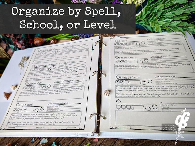 PDF Spell Book & Binder | Dnd Prop | Printable Form Fillable PDF for ...