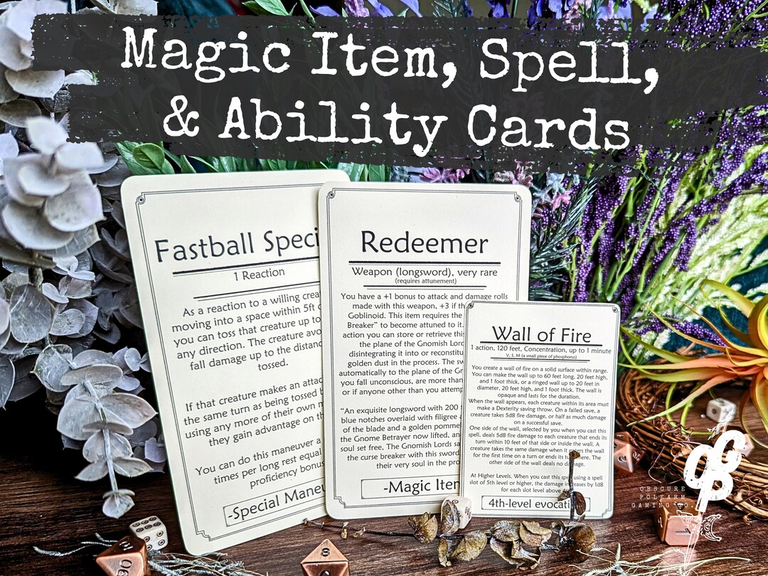 Magic Item, Spell, & Ability Card Template | Printable Form Fillable ...