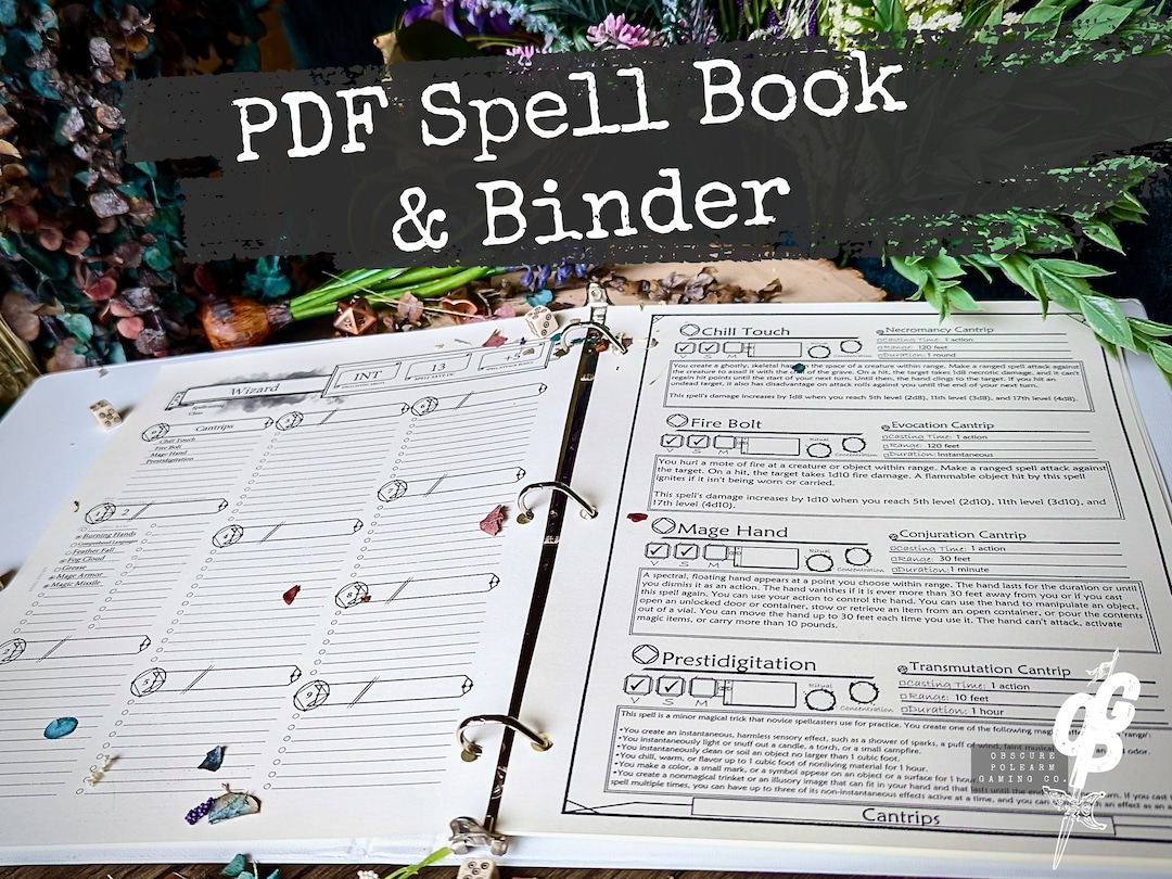 PDF Spell Book & Binder | Dnd Prop | Printable Form Fillable PDF for ...