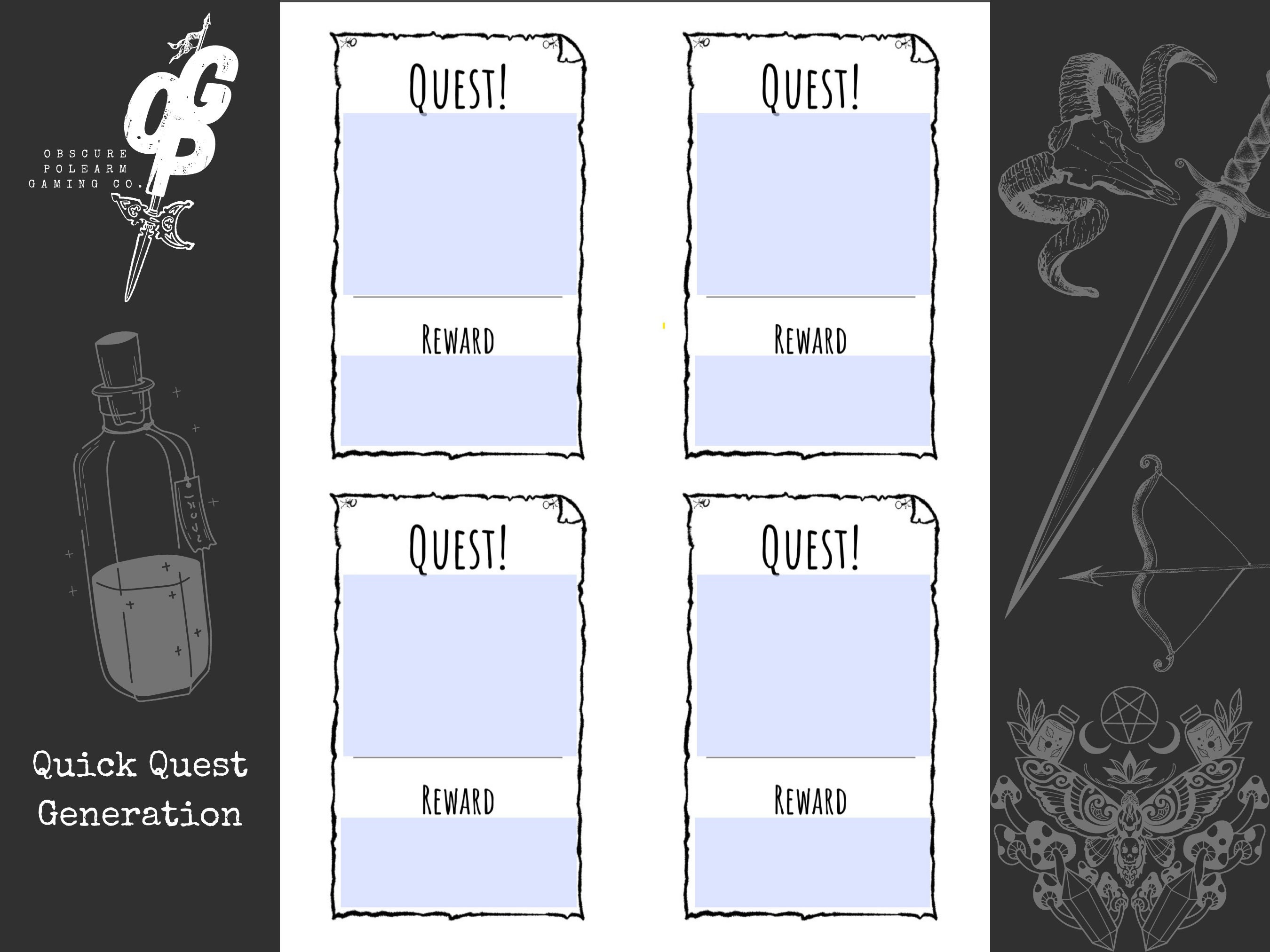 Index Card Quest! & Reward Handout Template | Dnd Prop | Printable Form ...