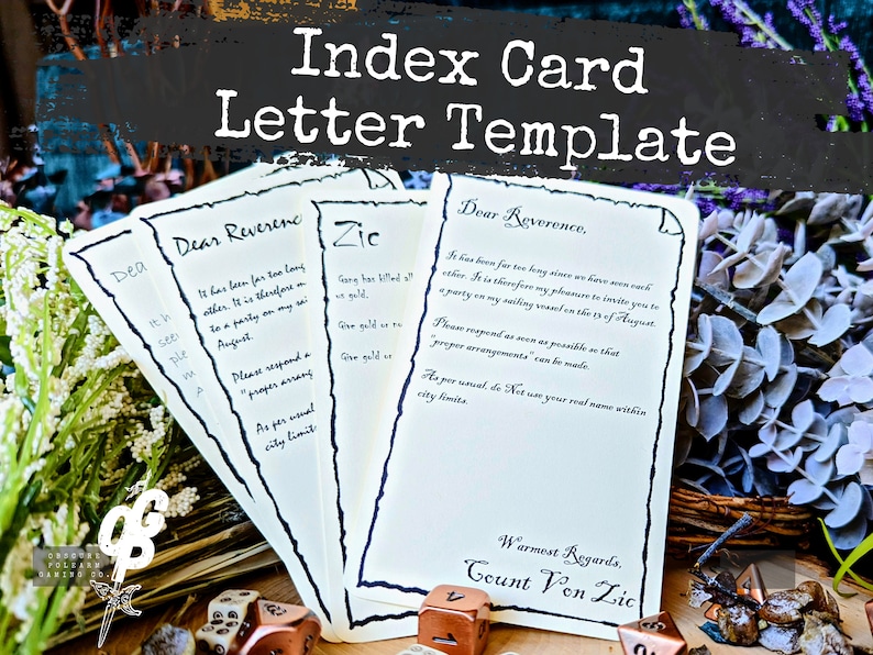Index Card Letter Handout Template DND Prop Printable Form Fillable PDF ...