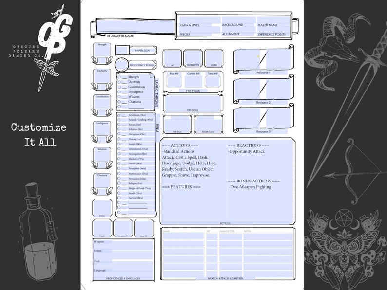 Customizable Character Sheet & Modular Notes Digital - Etsy