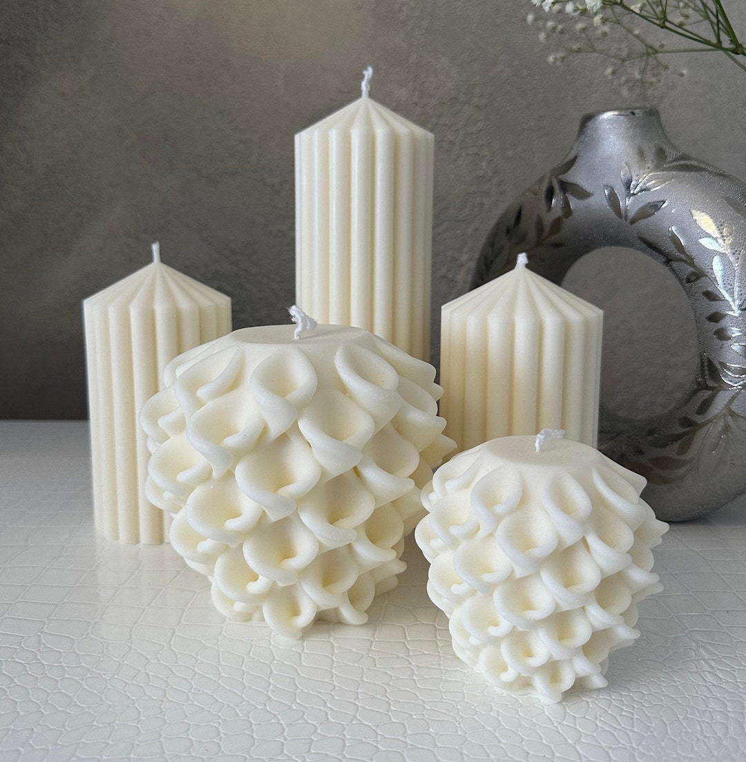 Custom Scents & Colors midle Geometry Flower Ball Candle Pillar Candle ...