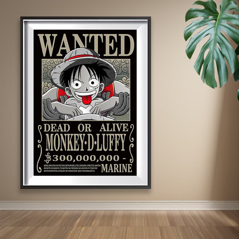 Monkey D. Luffy One Piece: Wanted Poster Japanese Anime - Etsy