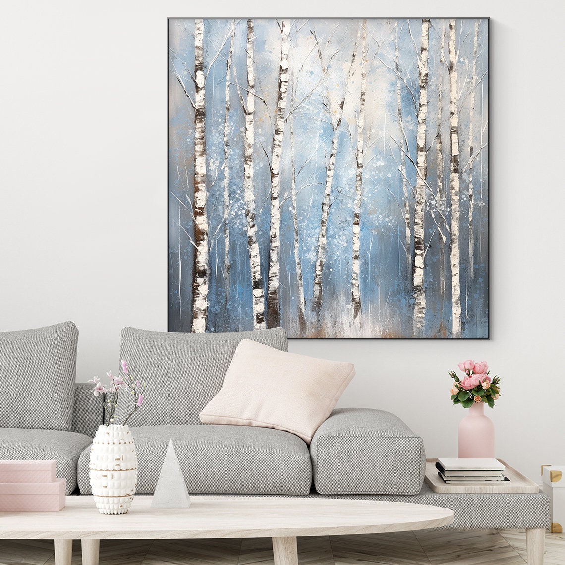 Birch Tree Oil Painting on Canvas Original White Autumn Birch - Etsy