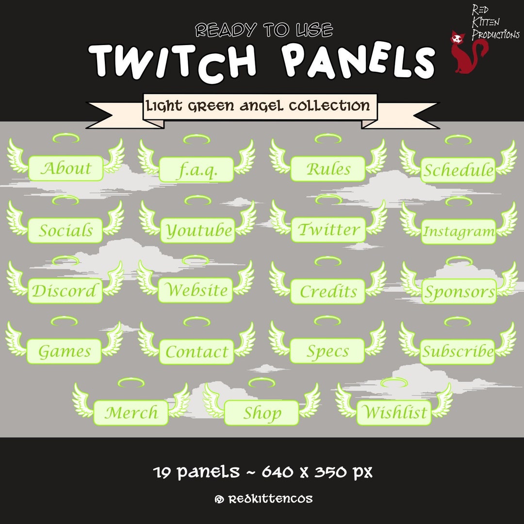 19 Light Green Angel Panels for Twitch - Etsy