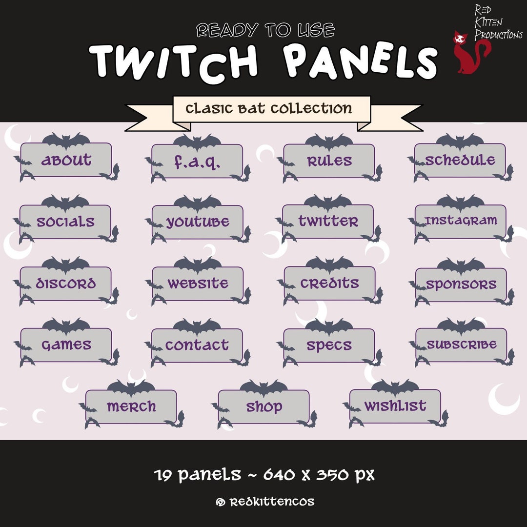 19 Classic Bat Twitch Panels - Etsy