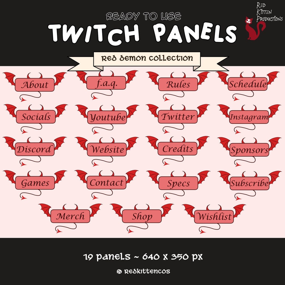 19 Red Demon Panels for Twitch - Etsy