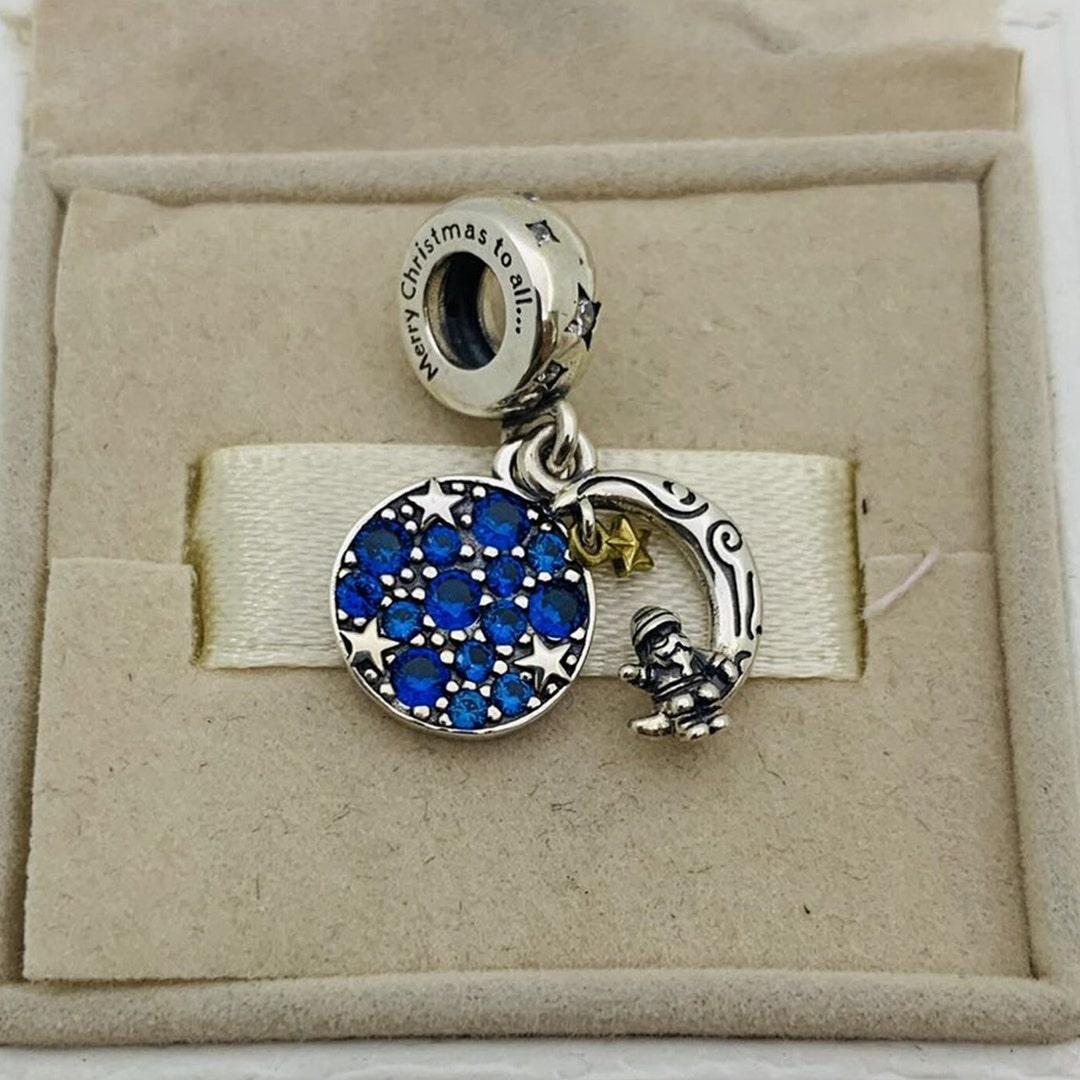 Pandora Santa Claus on the Moon Double Dangle Charm Pendant S925 ...