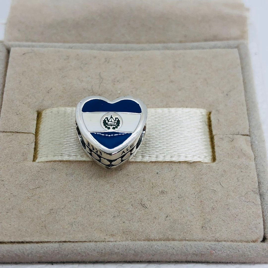 Pandora El Salvador Salvadoran Flag Heart Bead Charm Travel Pendant ...