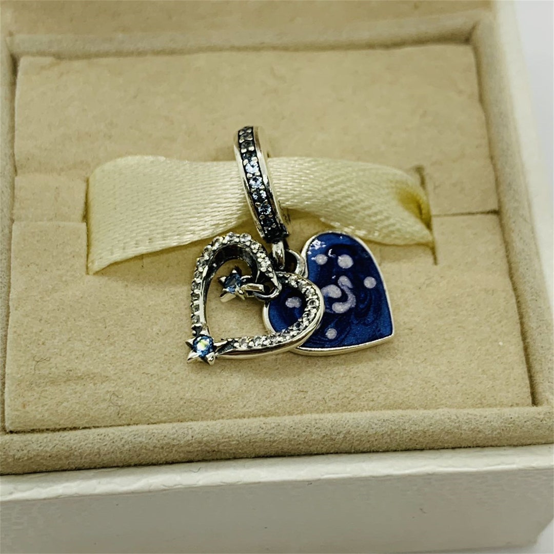 Celestial Shooting Star Heart Double Dangle Charm Heart Bead Charm ...
