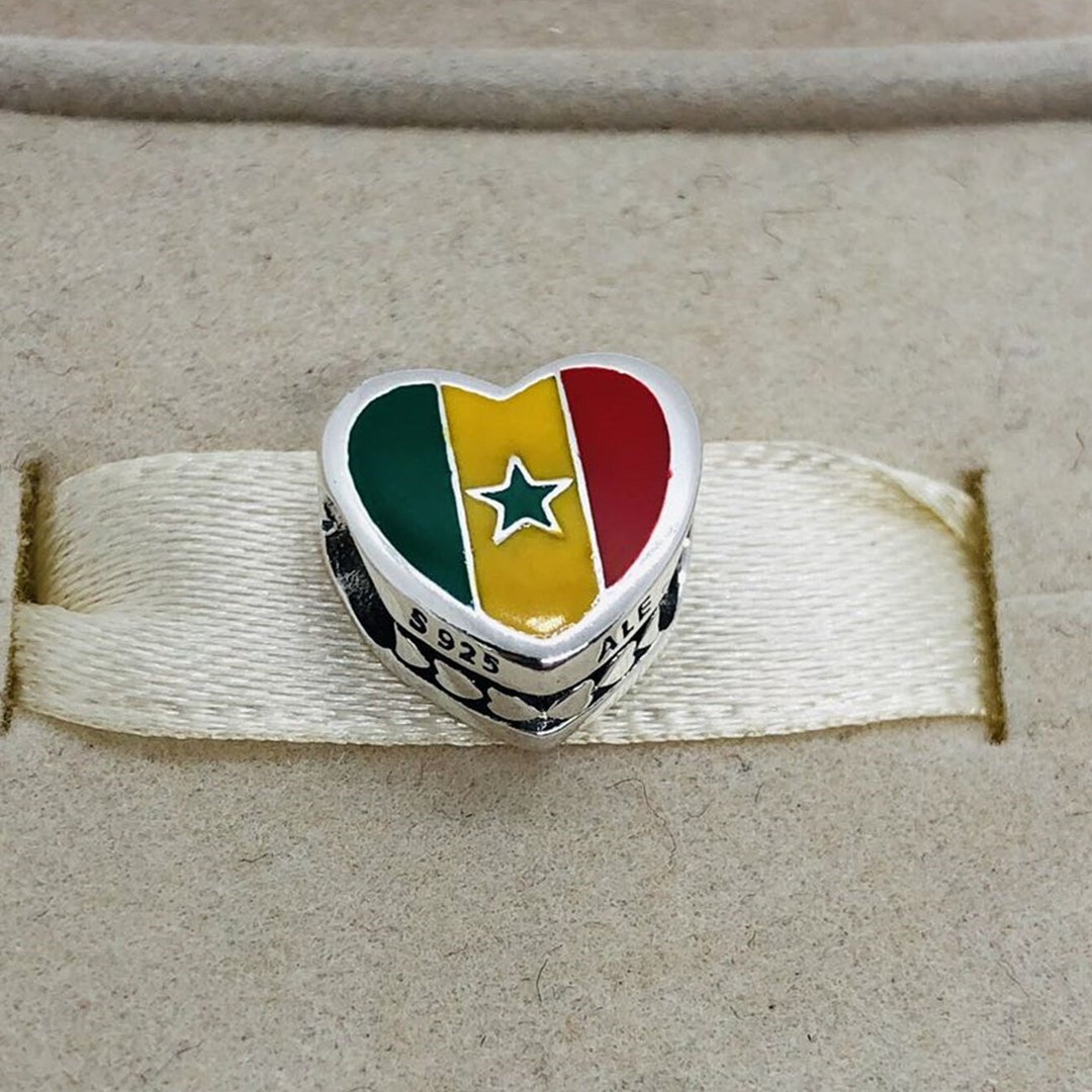 Pandora Senegal Flag Heart Bead Charm Love Senegal Charm Travel Charm ...