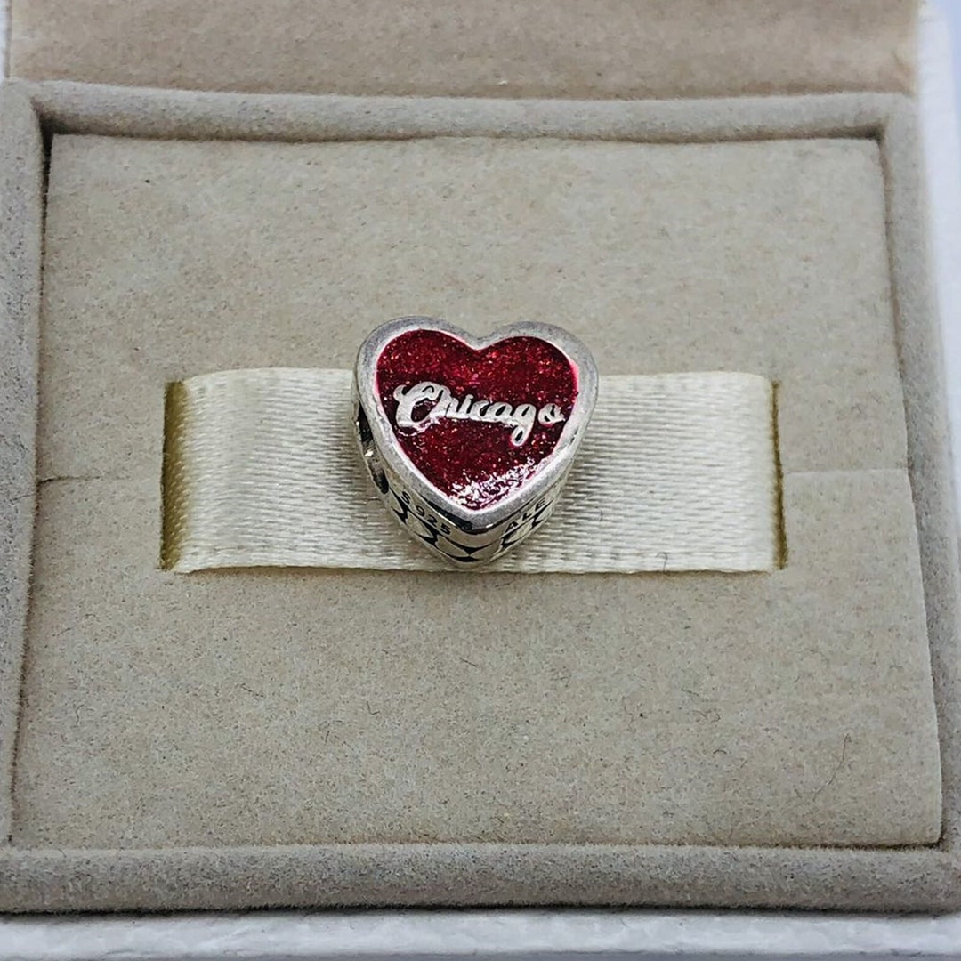 Pandora Red Love Chicago Heart Bead Charm Travel Pendant, S925 Sterling ...