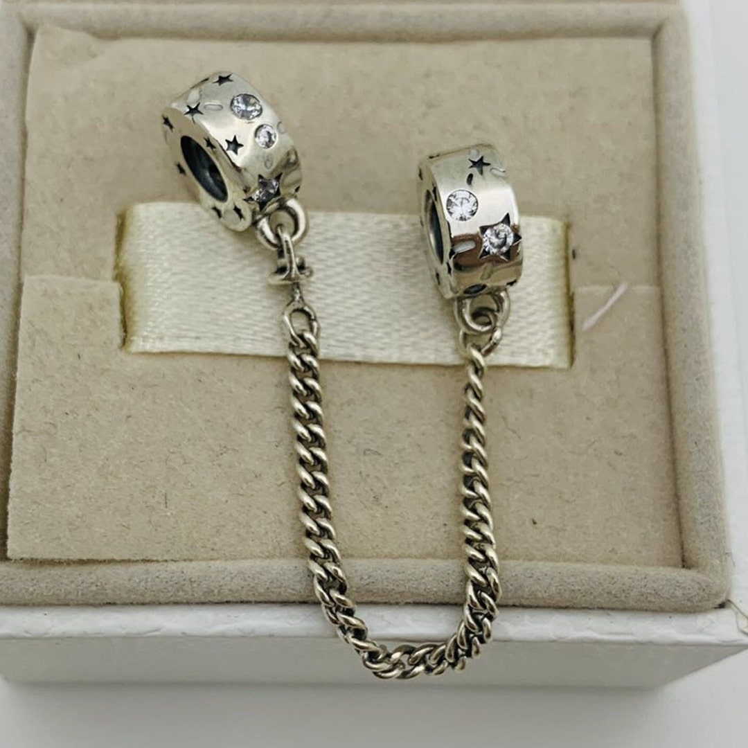 Pandora Stars & Galaxy Safety Chain Charm Pendant S925 Sterling Silver ...
