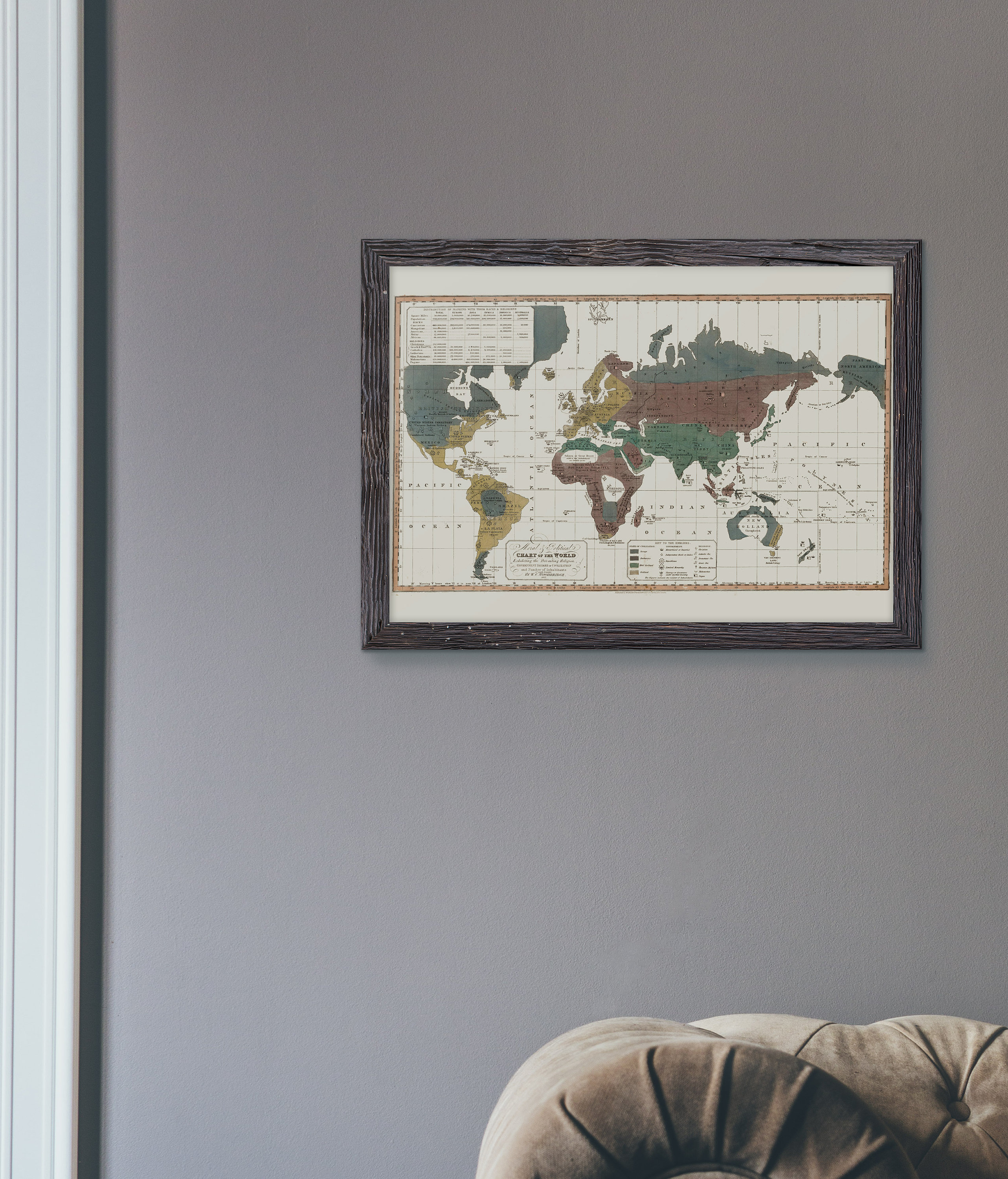 Map Print: Moral & Political Chart of the Inhabited World – Victorian ...