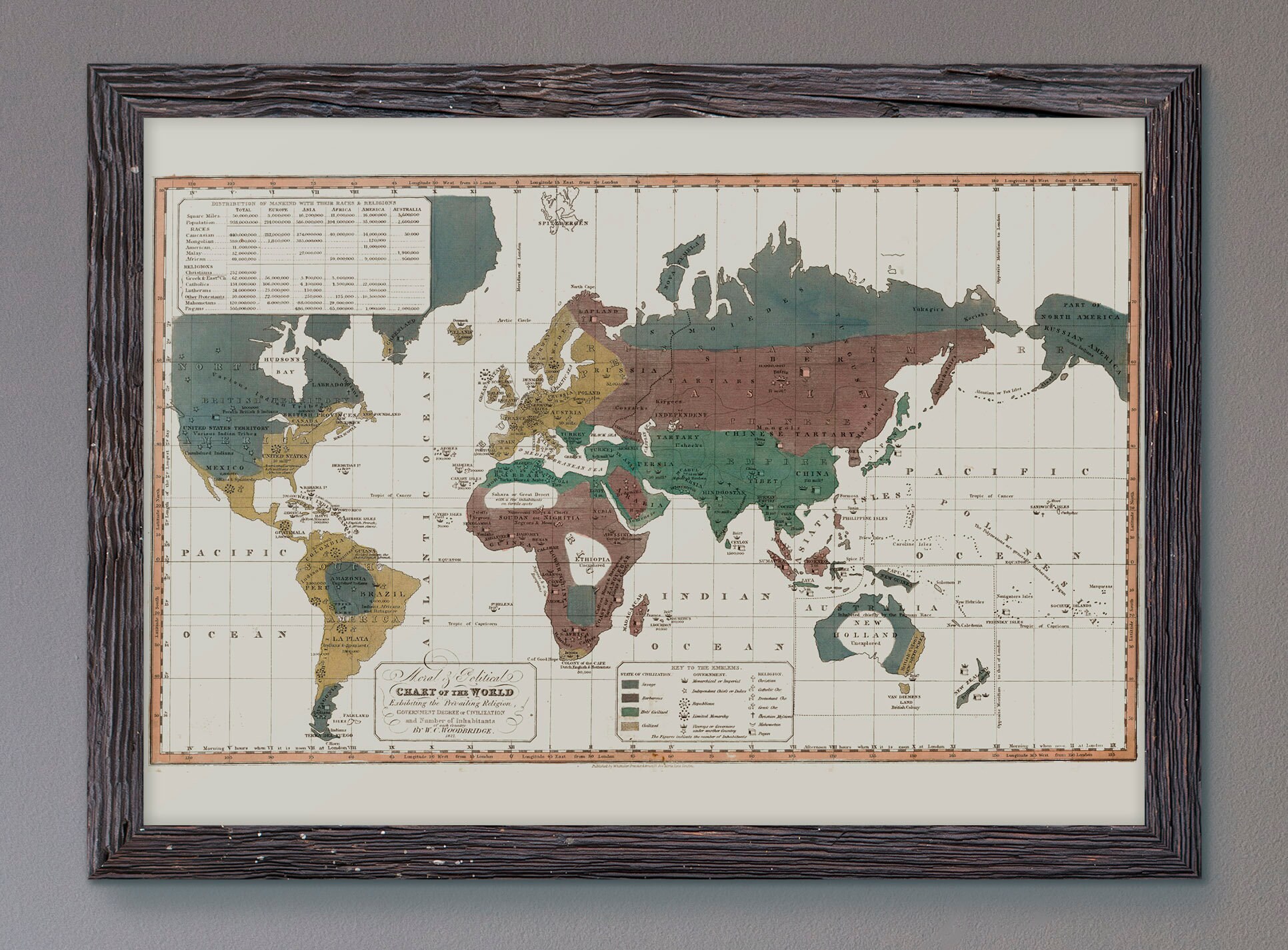 Map Print: Moral & Political Chart of the Inhabited World – Victorian ...