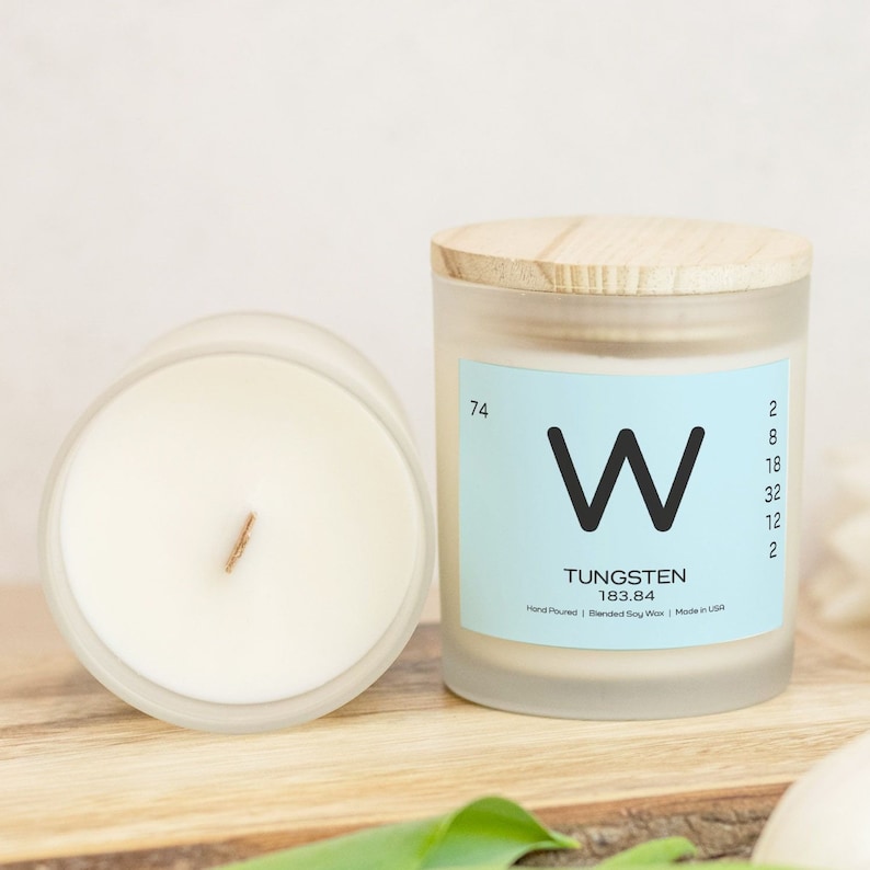 Tungsten Candle - Periodic Table, Coconut Soy, Wood Wick - Etsy