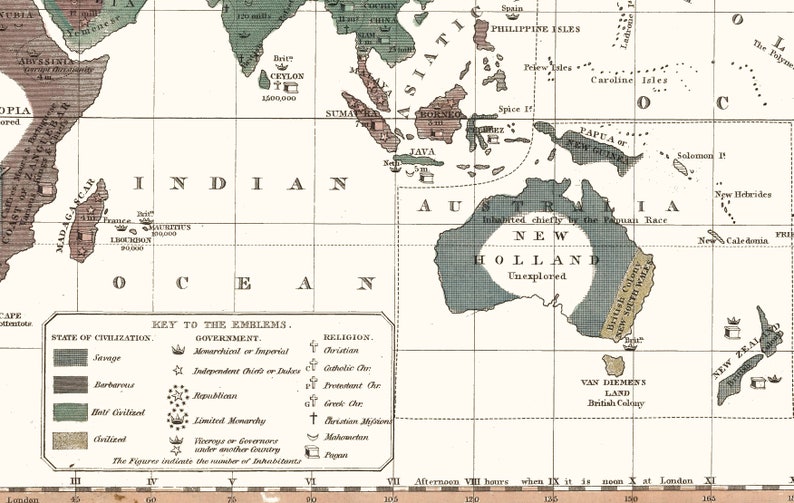 Map Print: Moral & Political Chart of the Inhabited World – Victorian ...