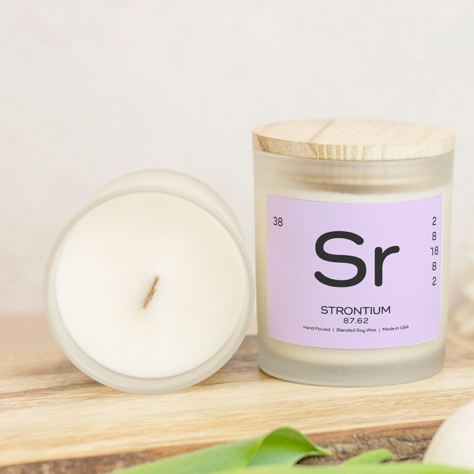 Strontium Candle – Periodic Table Element, Coconut Soy Wood Wick - Etsy