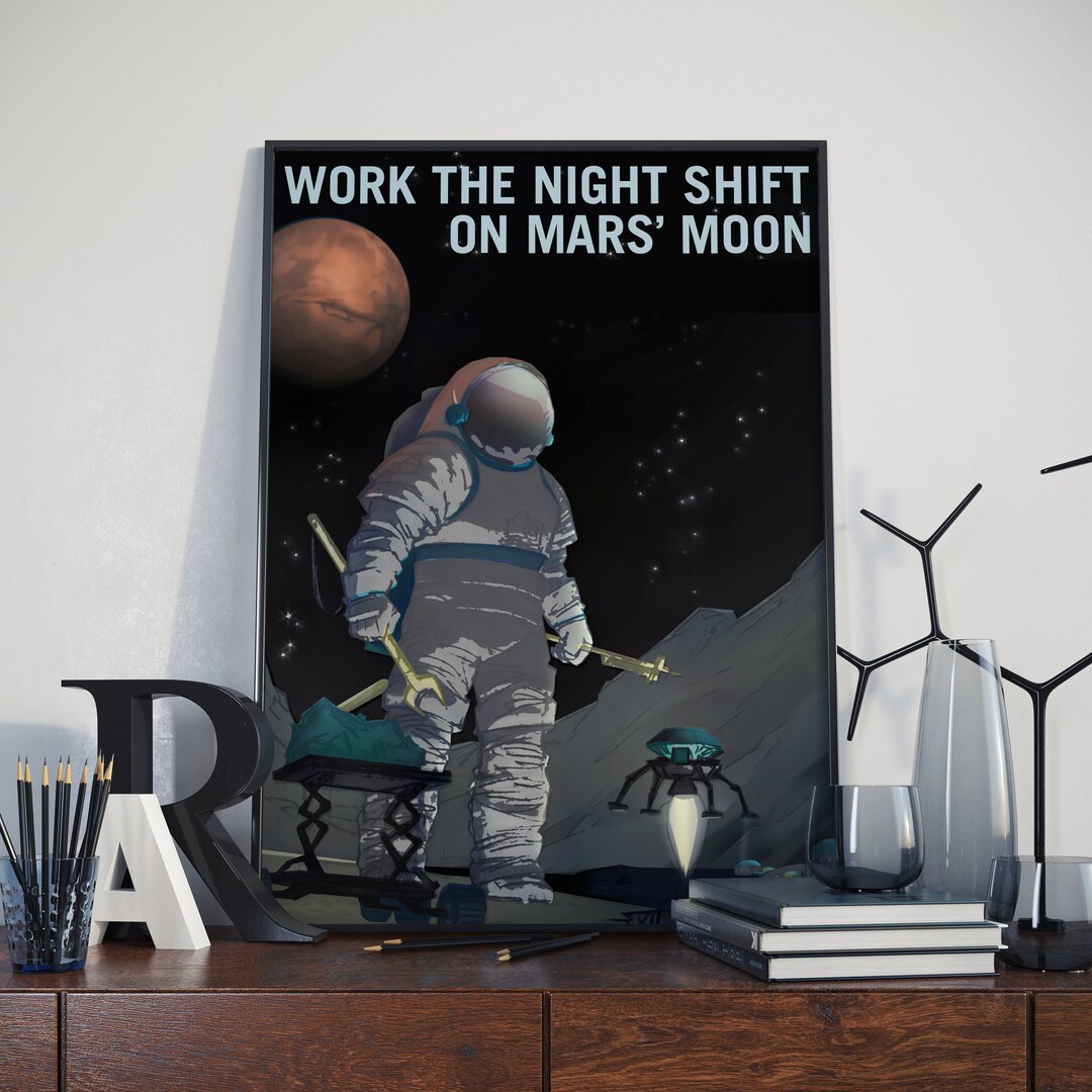 Night Shift on Phobos Poster - Martian Moon Mining - Nasa's Vision for ...