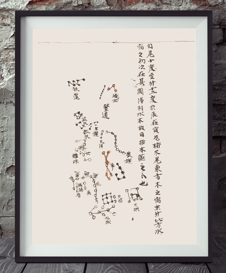 Dunhuang Star Map Restored Art Print - Lunar Month 12 - Ancient Chinese ...