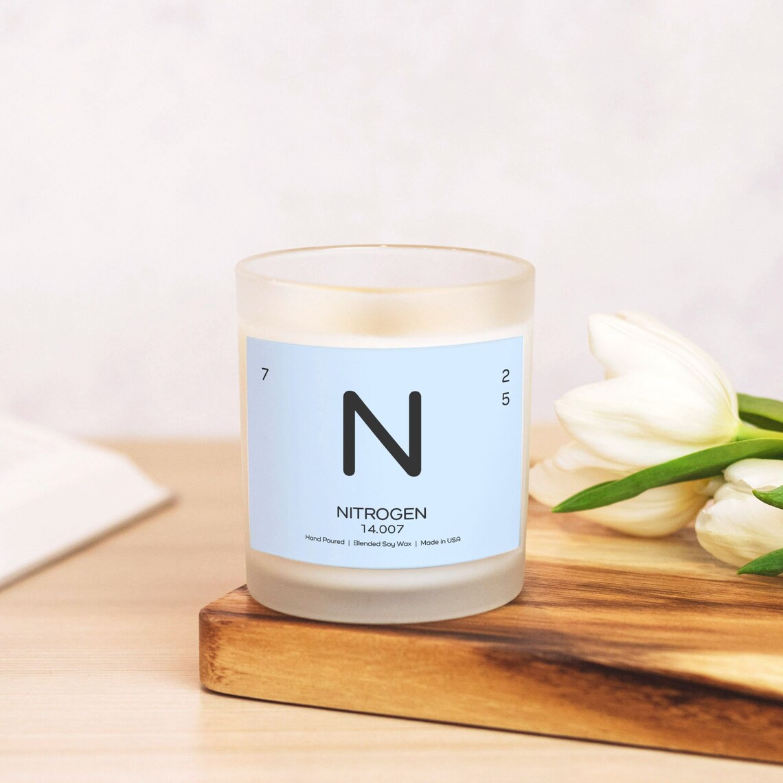 Nitrogen Candle - Periodic Table Gift, Coconut Soy Wood Wick - Etsy