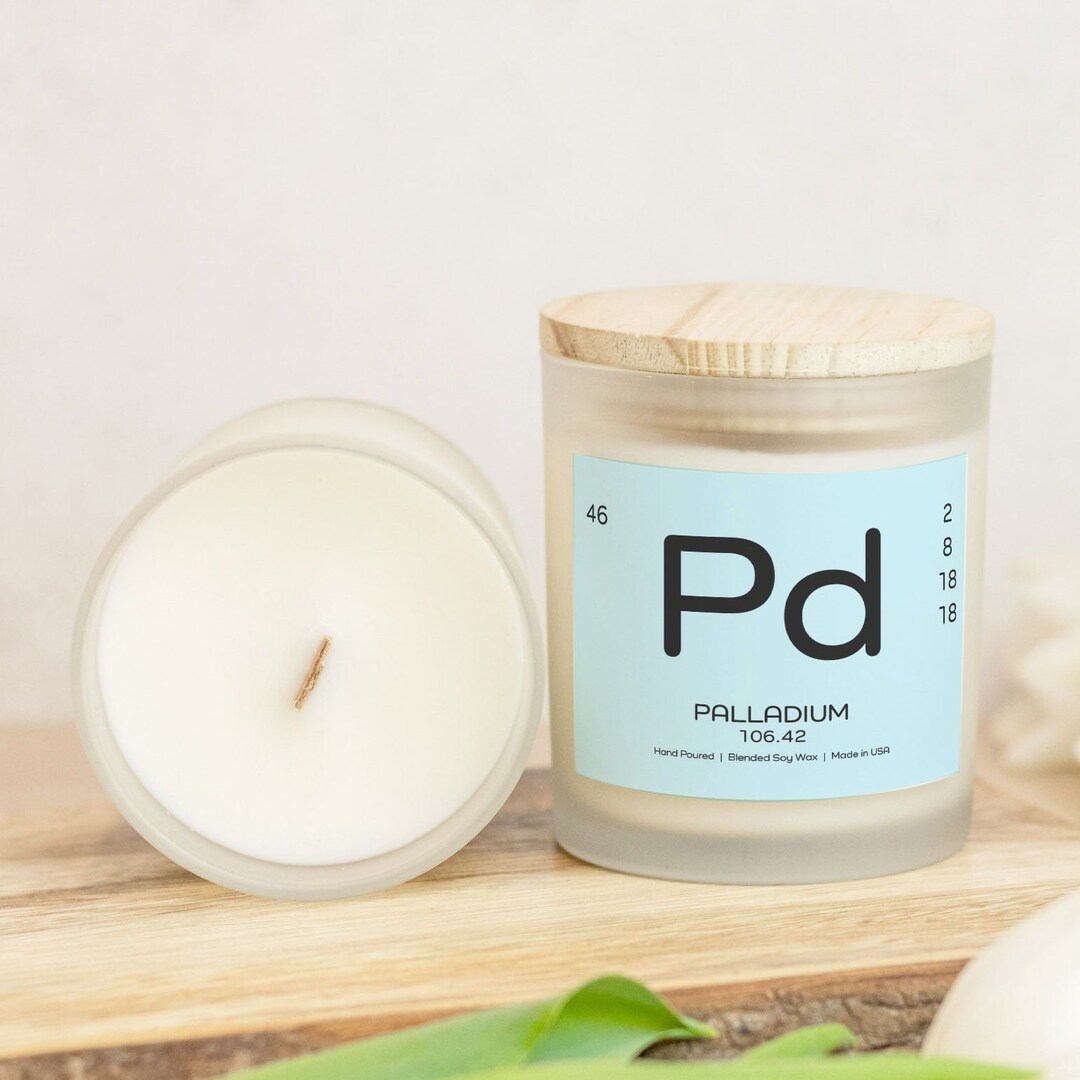 Palladium Element - Periodic Table of Candles - Coconut Soy Candle - Hand-poured, 50hr Burn ...