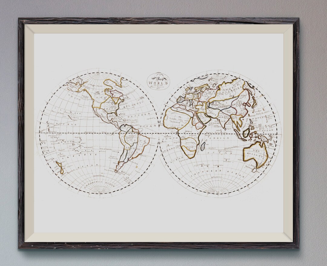 Map Print: Early Vintage Map of the World by Mary Van Schaack - 1811 - Etsy
