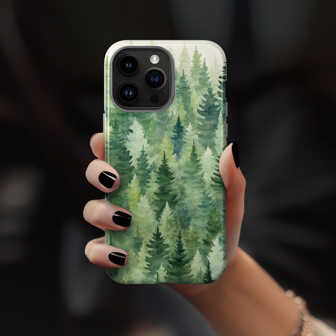 Cloudy Forest Scene Phone Case iPhone 15 14 Pro Max 13 12 11 Samsung 23 ...