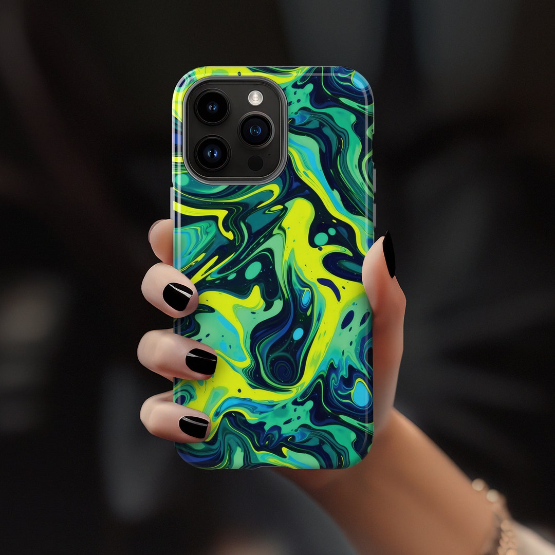 Neon Marble Paint Swirl Phone Case Retro Fluorescent iPhone 15 Pro Max ...