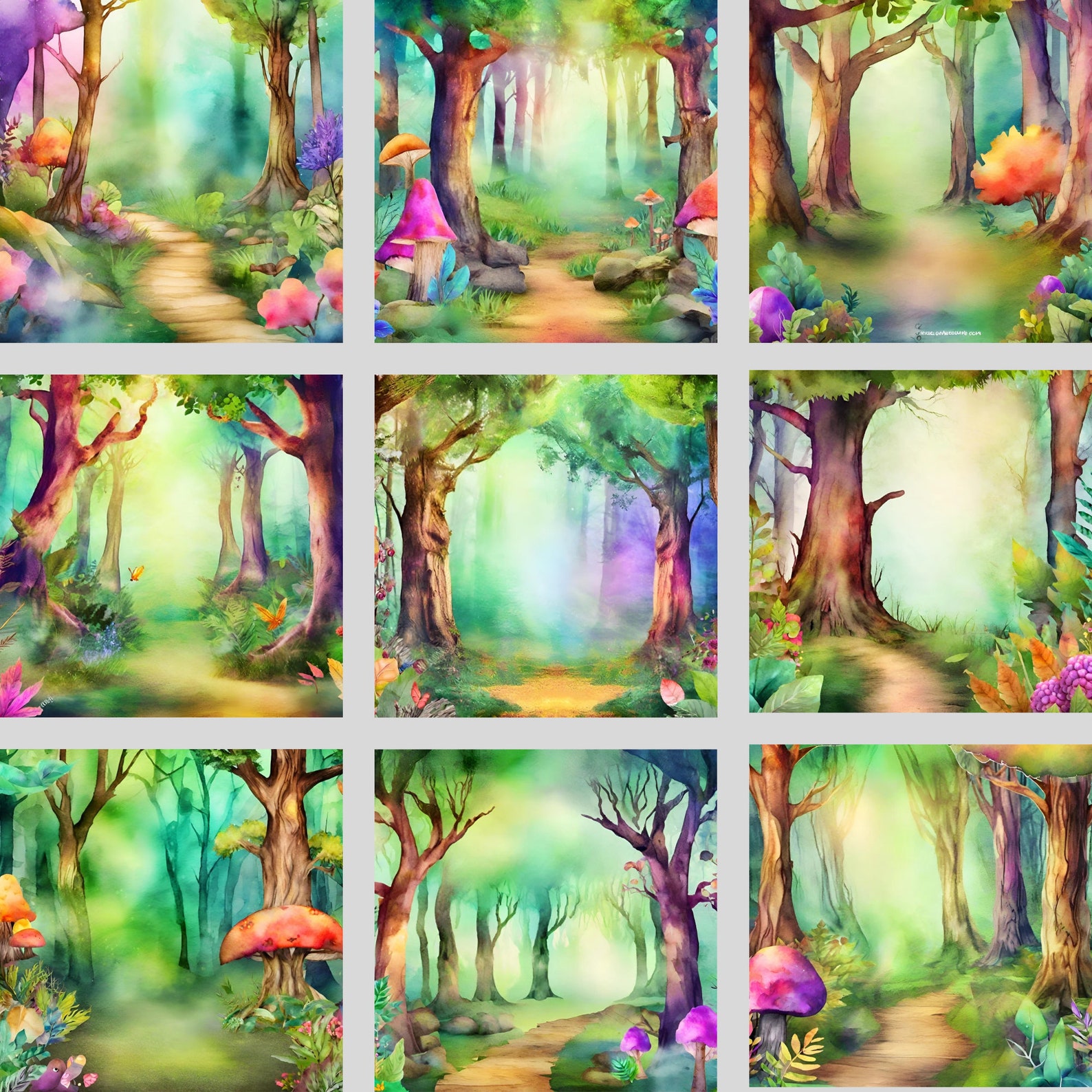 Enchanted Forest Background Clipart, PNG, Watercolor Woodland ...