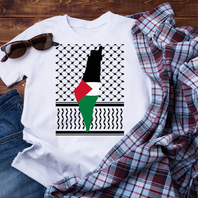 Keffiyeh in Shape of Palestine Map Outline Png Digital File, Kufiya ...