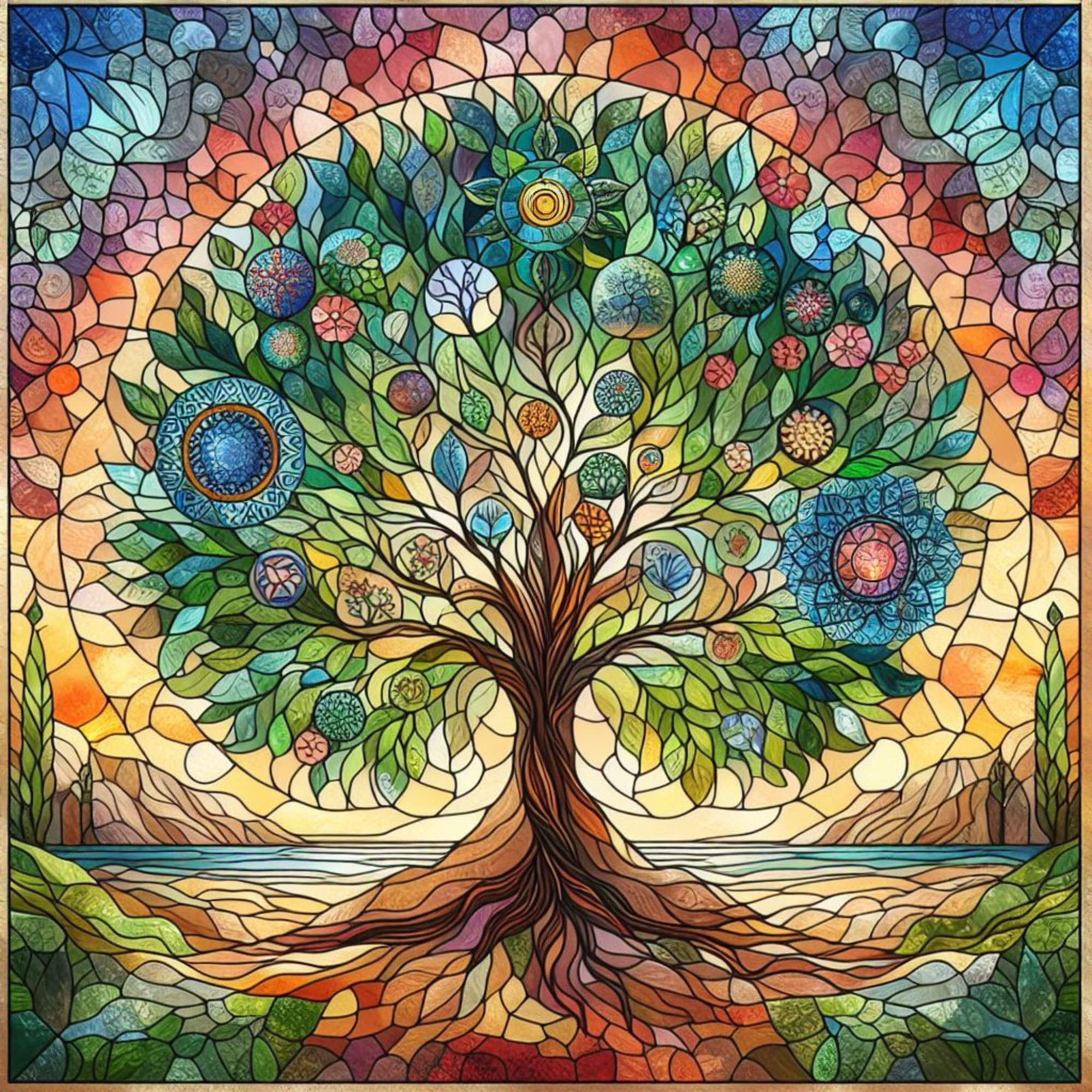 Tree of Life Stained Glass Collection 2 / Tree of Life Wall Art ...