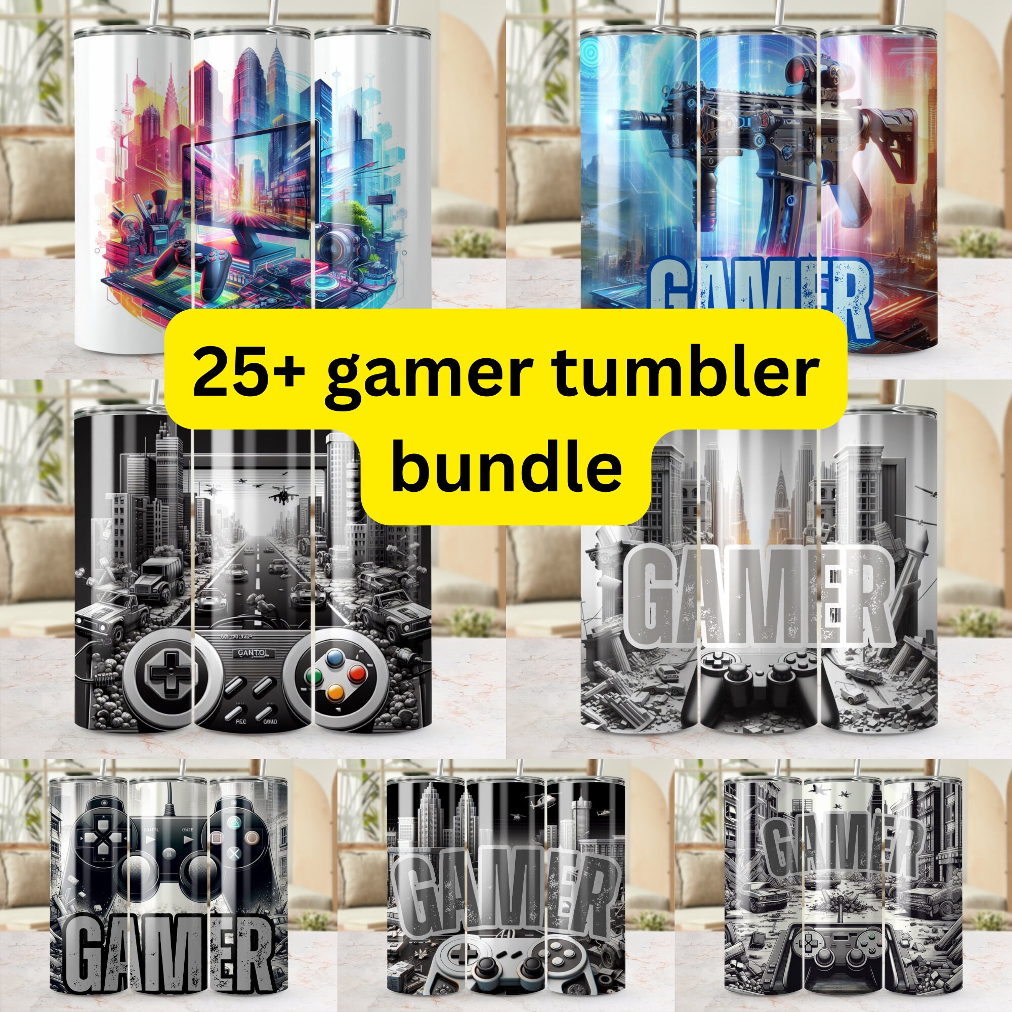 25+ Gamer Tumbler Wrap Bundle, Gamer Sublimation Tumbler Wrap, 3D Gamer ...